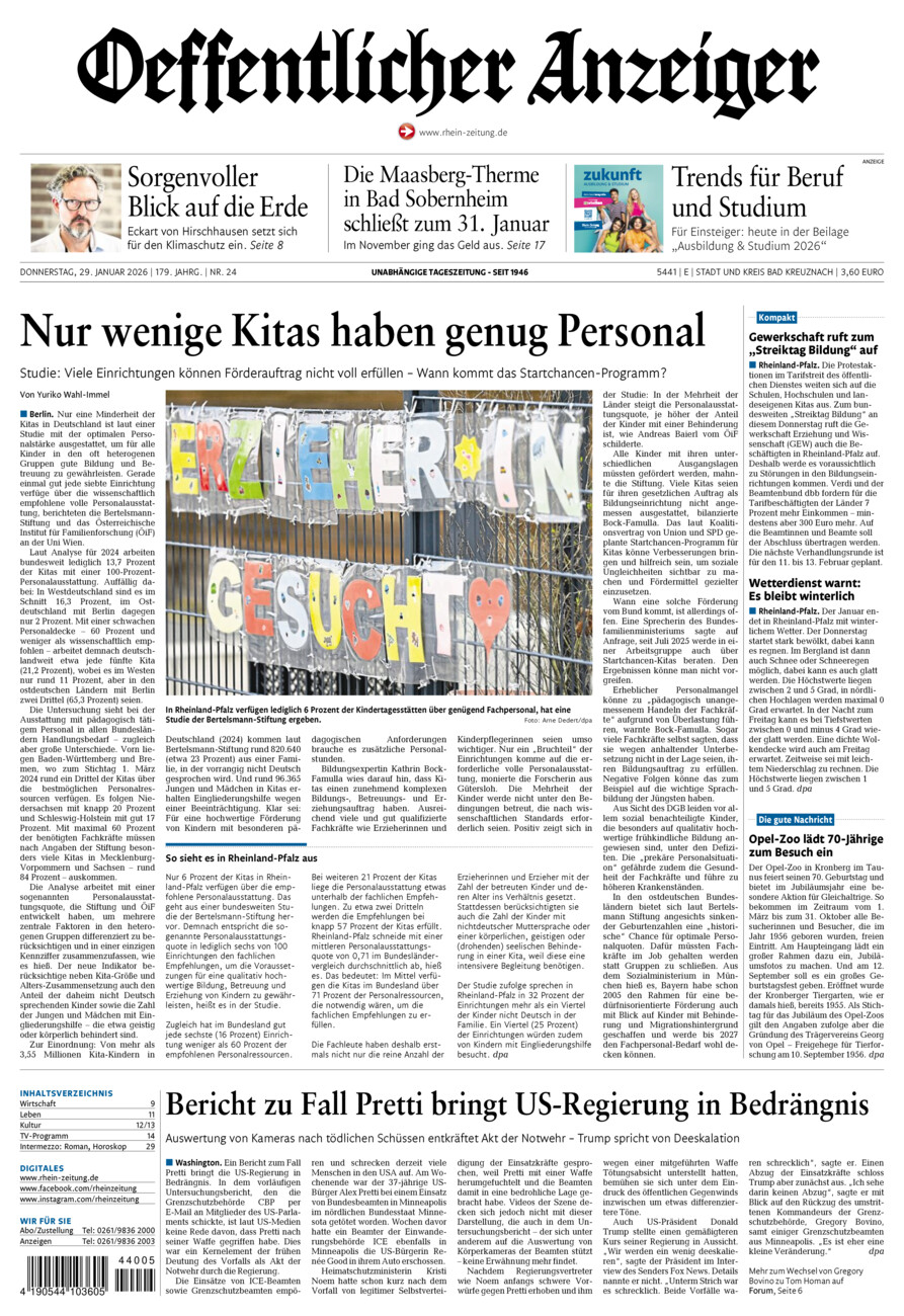 Oeffentlicher Anzeiger vom Donnerstag, 29.01.2026 | Rhein Zeitung