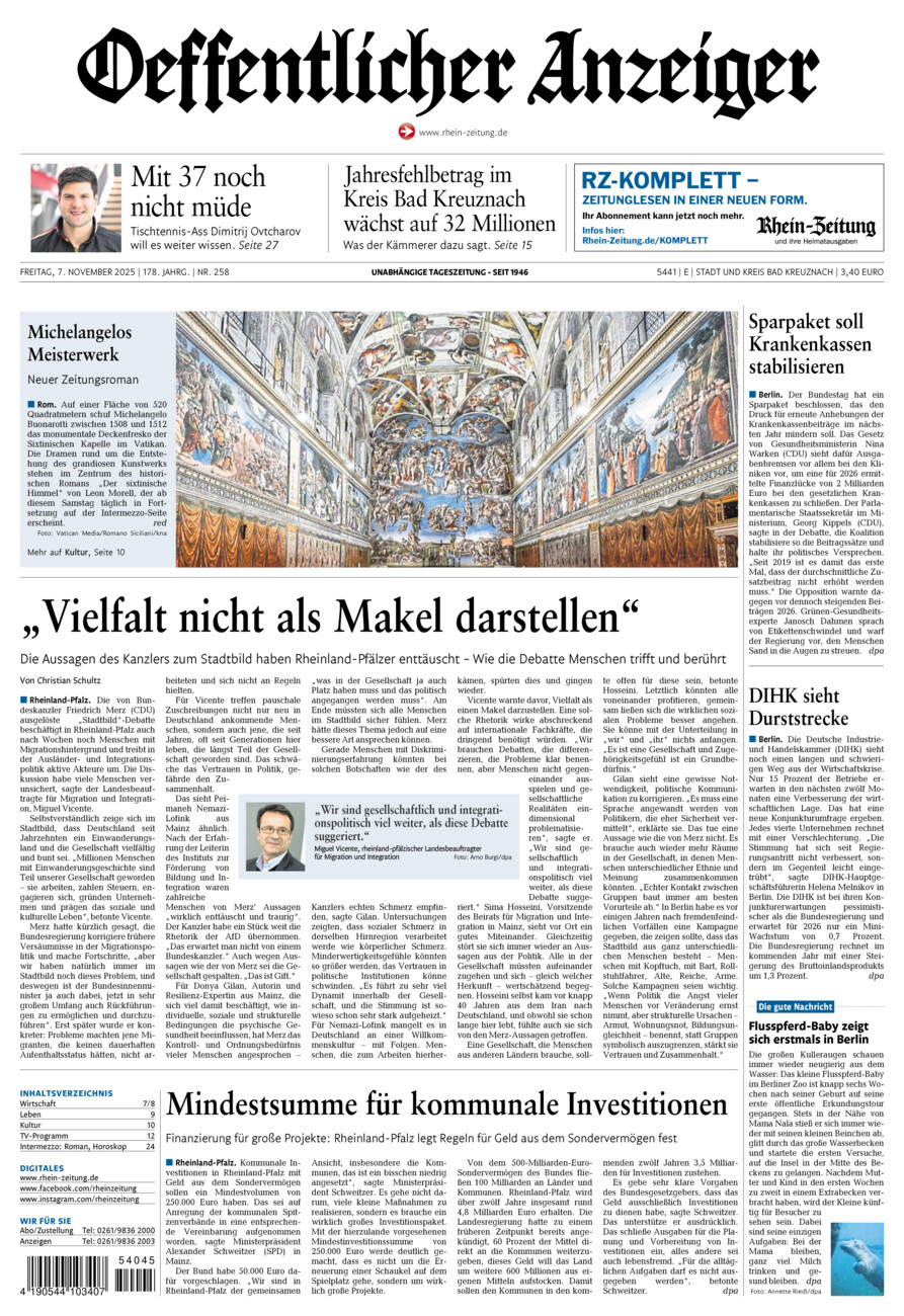 Oeffentlicher Anzeiger vom Freitag, 07.11.2025 | Rhein Zeitung
